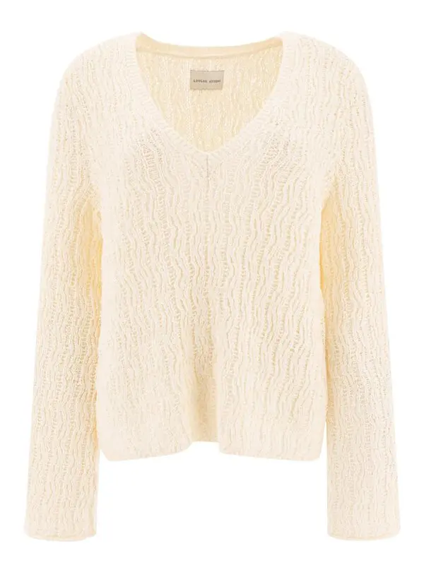 LOULOU STUDIO Komo V-neck Sweater - White