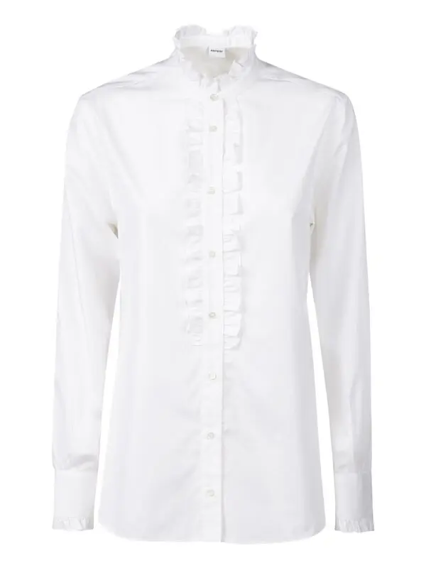 Aspesi Long-sleeved Shirt With Ruffle Details - White