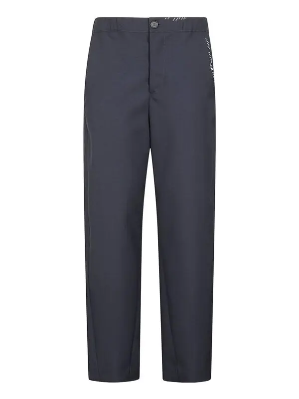 Marni Logo Embroidered Straight-leg Tailored Pants - Black