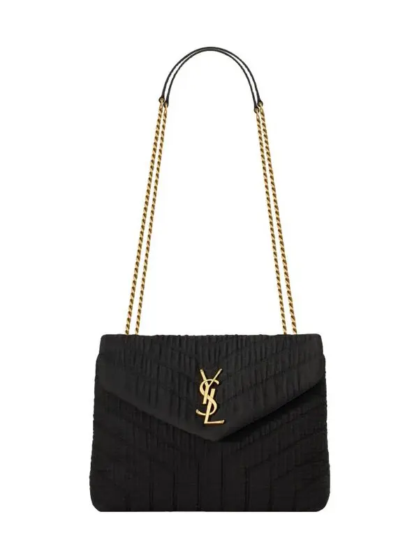Saint Laurent Loulou Small Bag In Quilted Cotton - Black