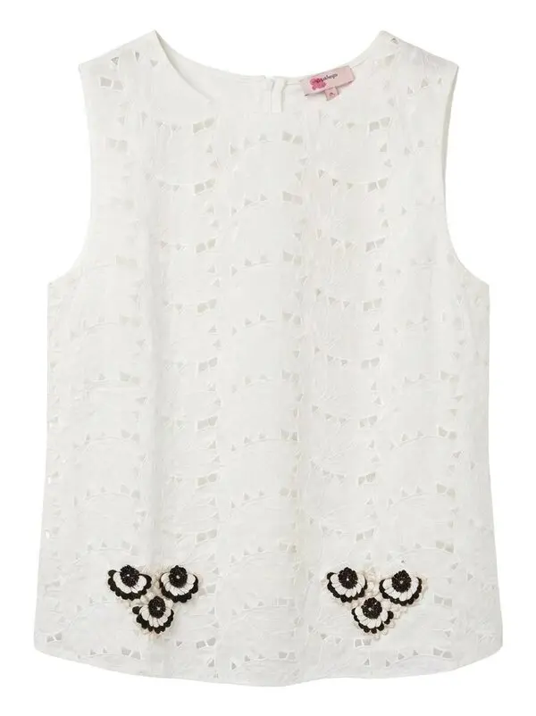 Max Mara Sleeveless Printed Shirt With Zipper Back - White