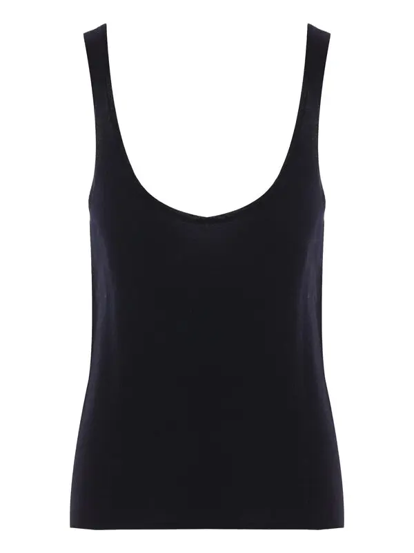 Saint Laurent Sleeveless Round Neck Tank Top With Logo - Black