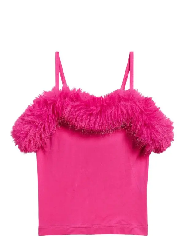 Balenciaga Faux Fur Trimmed Tank Top - Fluorescent Pink