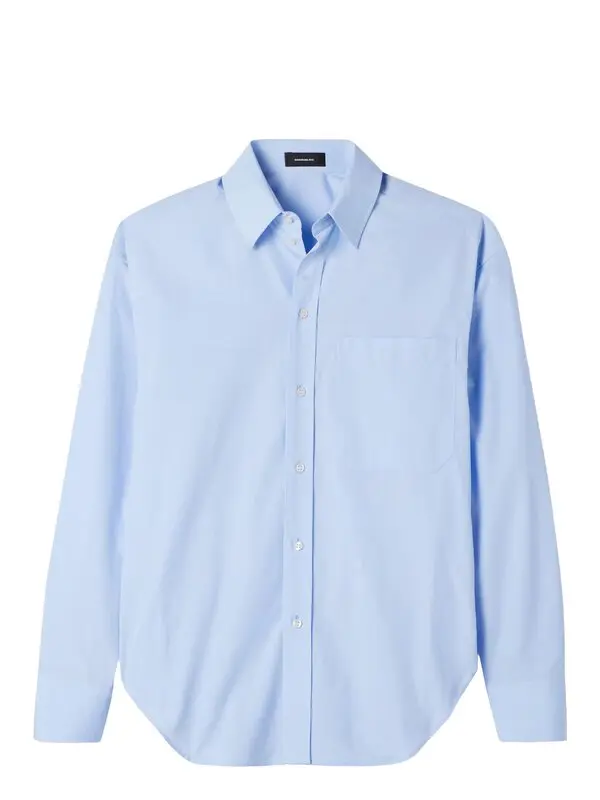 Wardrobe.NYC Oversize Logo Shirt With Button Front - Blue