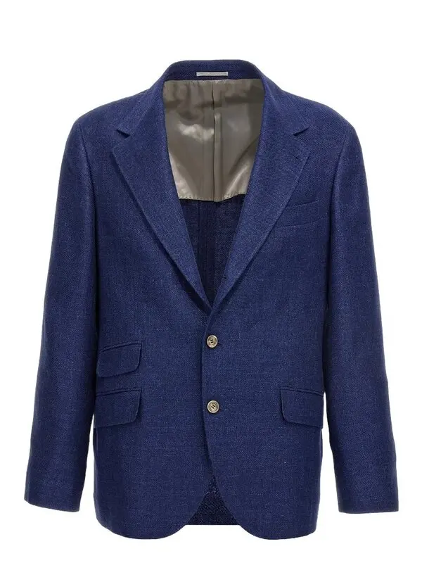 Brunello Cucinelli Single-breasted Long Sleeved Blazer - Blue