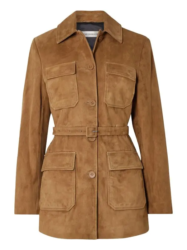 Nour Hammour Suede Belted Jacket - Brown