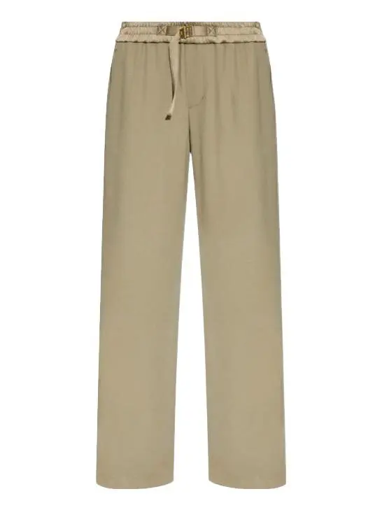 Ami Logo Detailed Drawstring Palazzo Pants - Nude