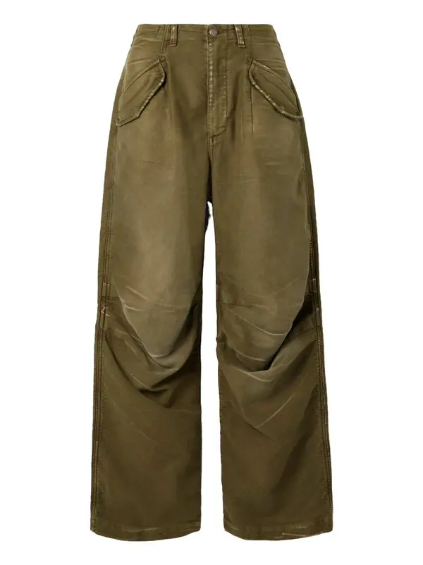 R13 Cotton-twill Military-inspired Trousers With Gathered Knees - Green