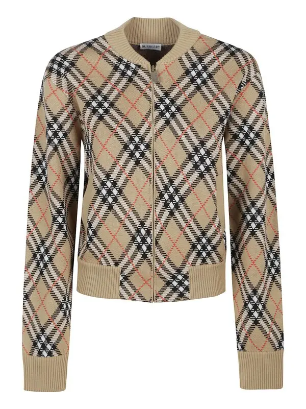 Burberry Checked Zip-up Cardigan - Multicolor