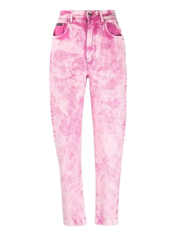 Dolce & Gabbana Marbled Denim Jeans - Pink