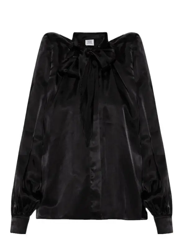 Vetements Satin Shirt With Pussy Bow Detail - Black