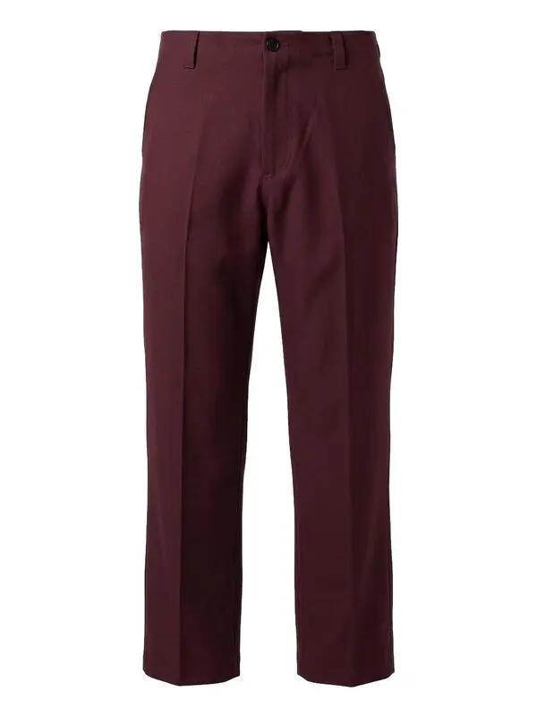 Gucci Wool Gabardine Logo Detailed Trousers - Burgundy
