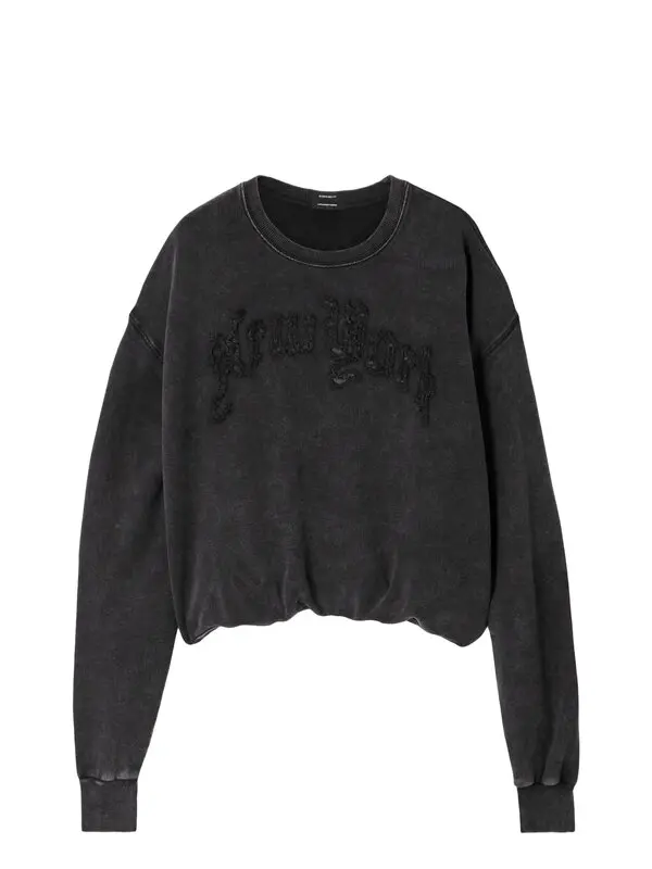 R13 Appliquéd Oversized Jersey Sweatshirt - Black
