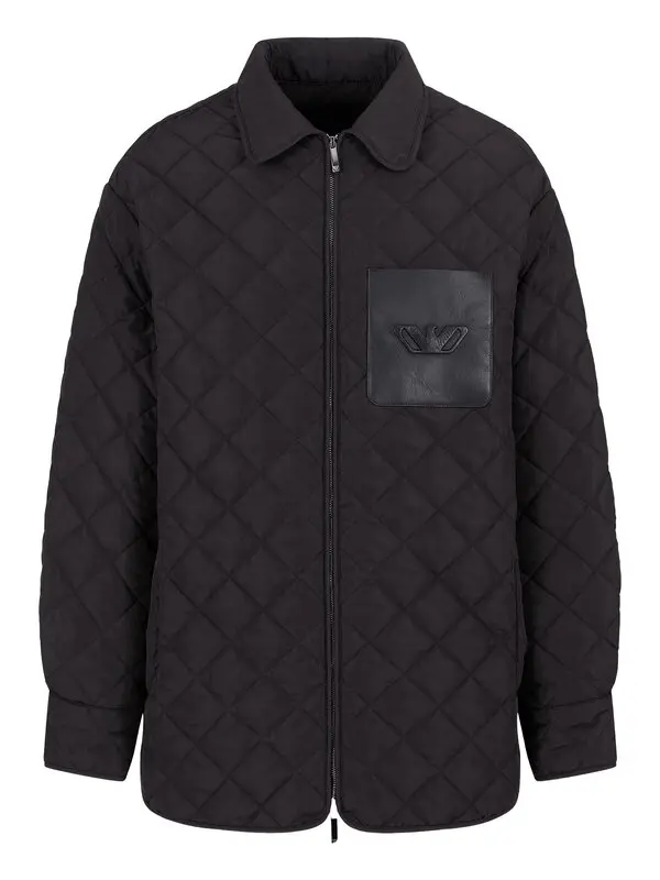 Emporio Armani Diamond Quilted Jacket With Embossed Eagle Detail - Black
