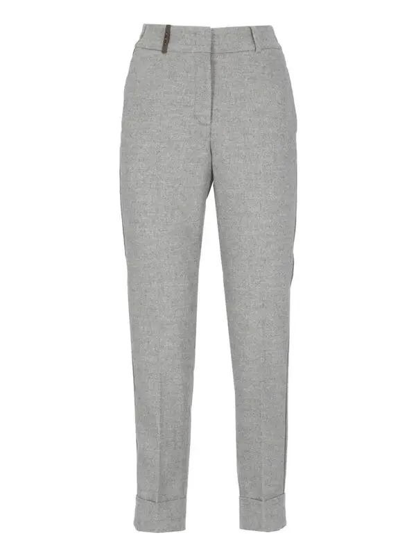 Peserico Embellished Cropped Trousers - Gray