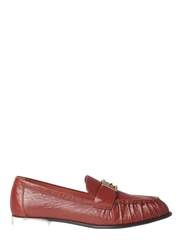 Fendi Baguette Ff Plaque Gathered Loafers - Brick Red