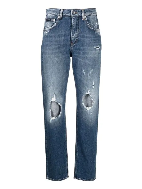 Dolce & Gabbana Distressed Straight Leg Jeans - Blue