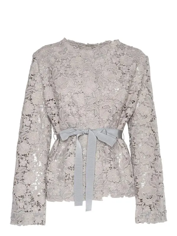 P.a.r.o.s.h Lace Detailed Tie-waist Jacket - Stucco