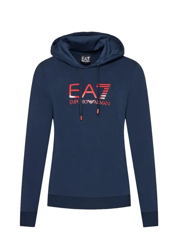 EA7 Logo Detail Hooded Sweater - Blue