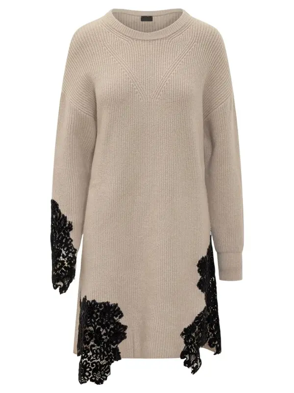 Pinko Valledaosta Lace Knit Mini Dress - Nude