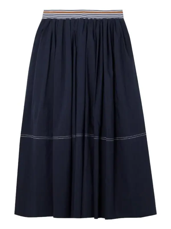 Veronica Beard Evelina Pleated Midi Skirt - Navy Blue