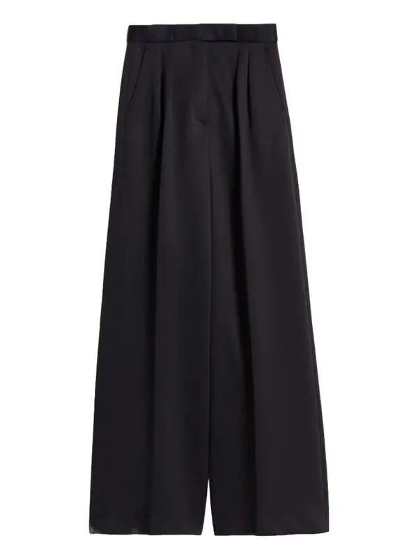 Max Mara Zinnia Pleated High Waist Wide Leg Pants - Black