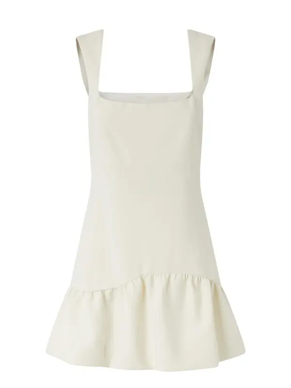 Pinko Flared Sleeveless Mini Dress With Ruffle Trim - White