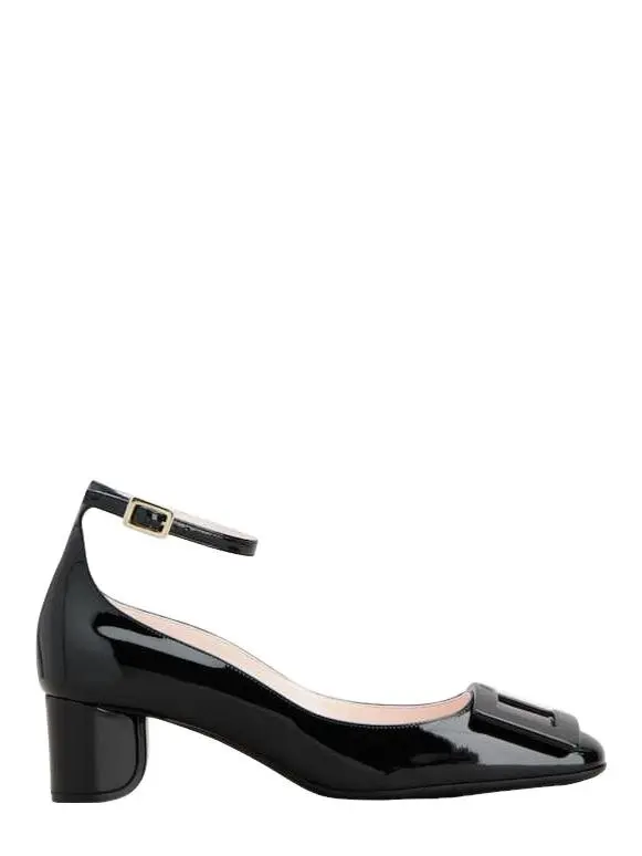 ROGER VIVIER Patent Leather Ankle Strap Pumps - Black