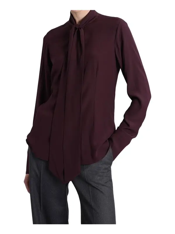Stella McCartney Long Sleeve Silk Shirt With Tie Detail - Black