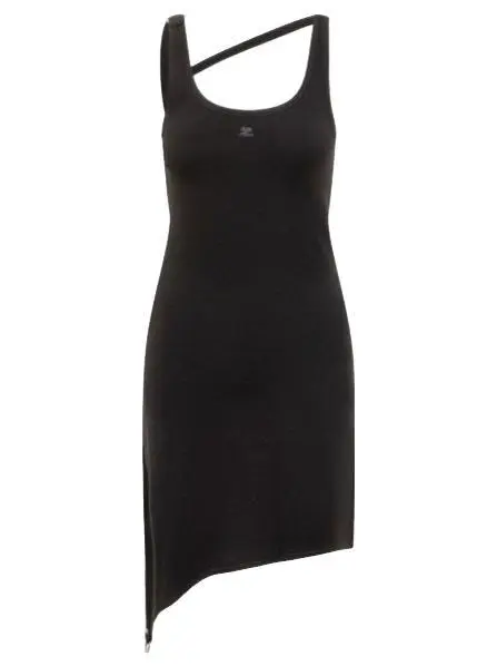 COURREGES Asymmetrical Sleeveless Dress - Black