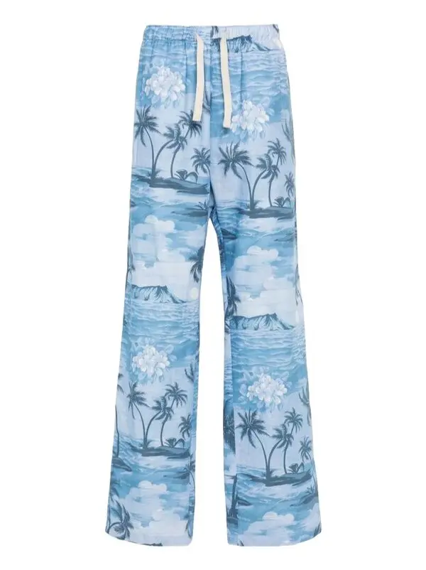 Palm Angels Sunset Print Wide-leg Trousers - Blue
