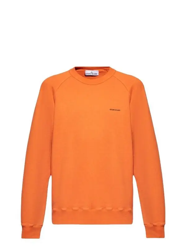 Stone Island Logo Appliqué Cotton Sweatshirt - Orange