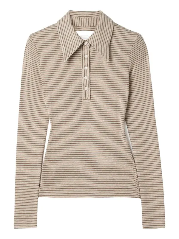 Citizens Of Humanity Striped Knit Polo Shirt - Nude
