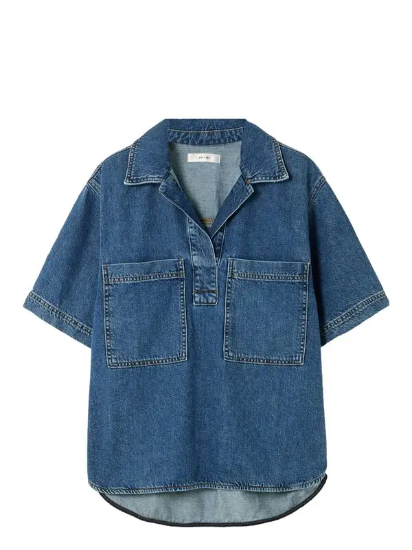 FRAME Organic Denim Shirt With Patch Pockets - Blue