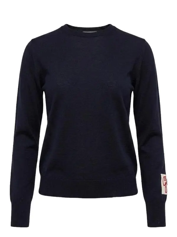 GOLDEN GOOSE Crew Neck Knit Jumper With Double Gold Stars - Black