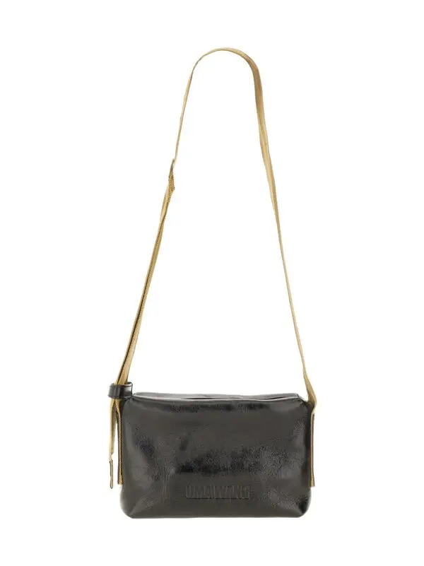 UMA WANG Zipped Patent-leather Shoulder Bag - Black