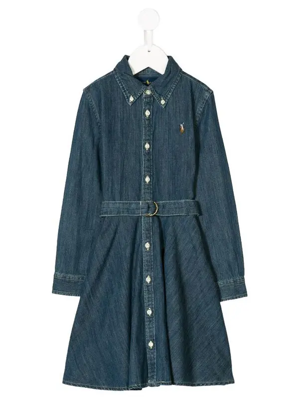 Polo Ralph Lauren Denim Shirt Dress With Embroidered Pony - Blue