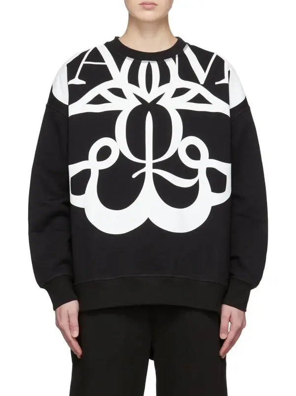 Alexander McQueen Graffiti Print Crew Neck Sweater - Black