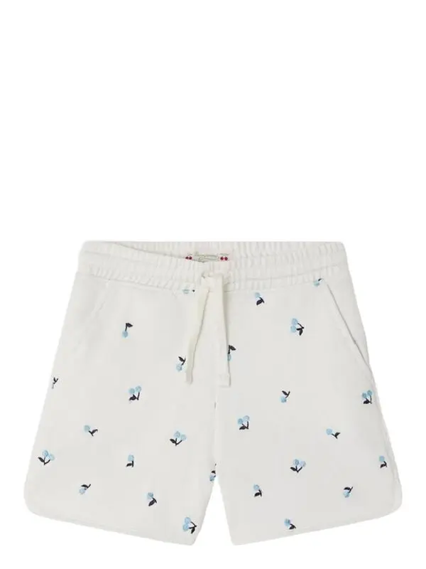 Bonpoint Caroline Cherry Embroidered Fleece Shorts - White