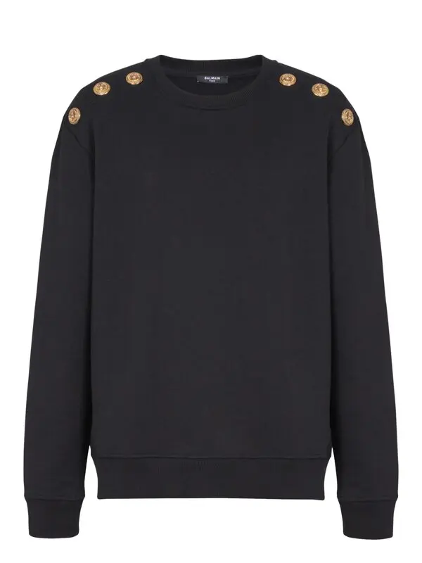 Balmain Chain Lion Button Sweatshirt - Black
