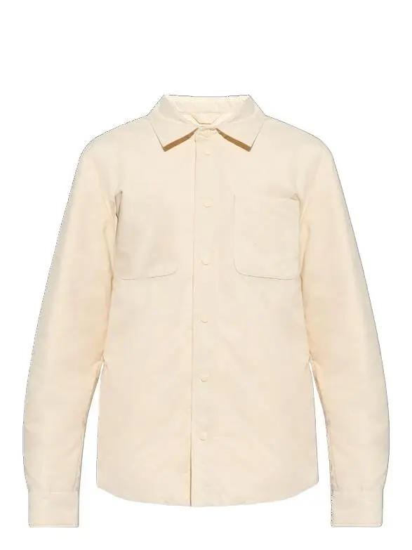 Moncler Down Jacket With Raised Logo Pocket - Ivory White