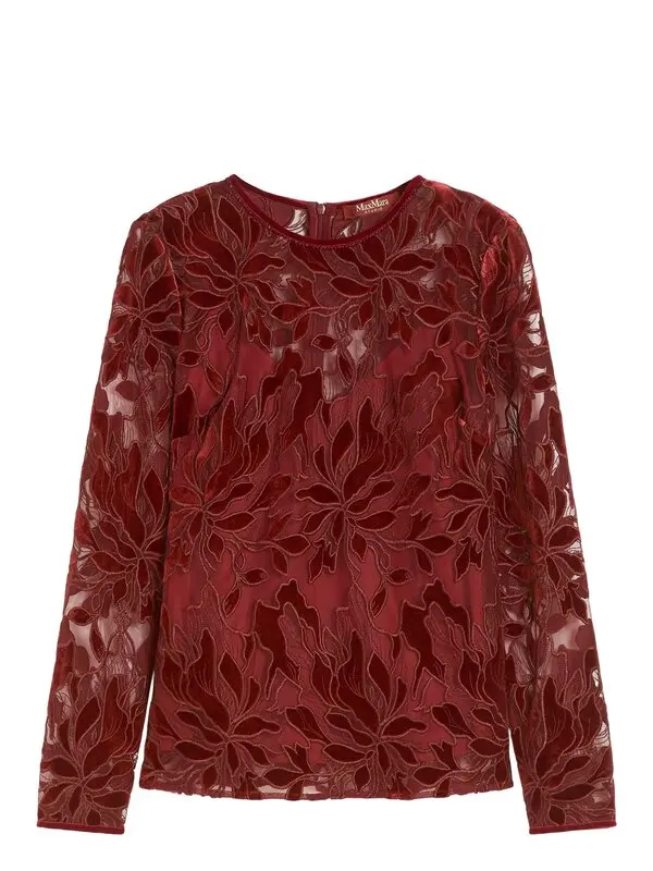 Max Mara Crew Neck Long Sleeve T-shirt With Back Zip And Matching Camisole - Bordeaux Red