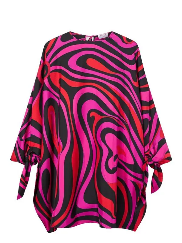 Emilio Pucci Marmo Printed Silk Caftan Dress - Fuchsia And Black