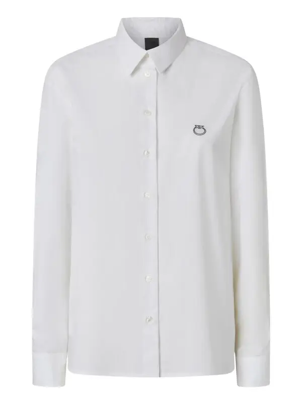 Pinko Love Birds Embroidered Poplin Shirt - White