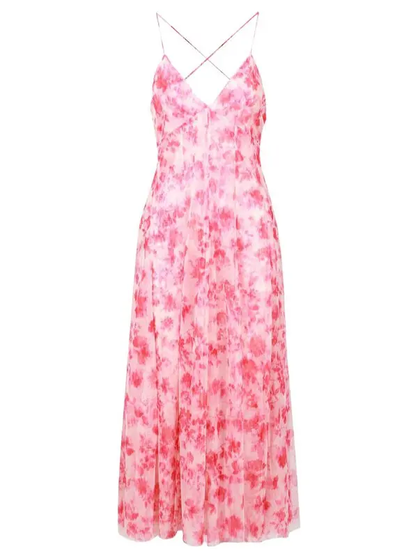 Philosophy Di Lorenzo Serafini Halterneck Floral Print Dress With Open Back - Pink