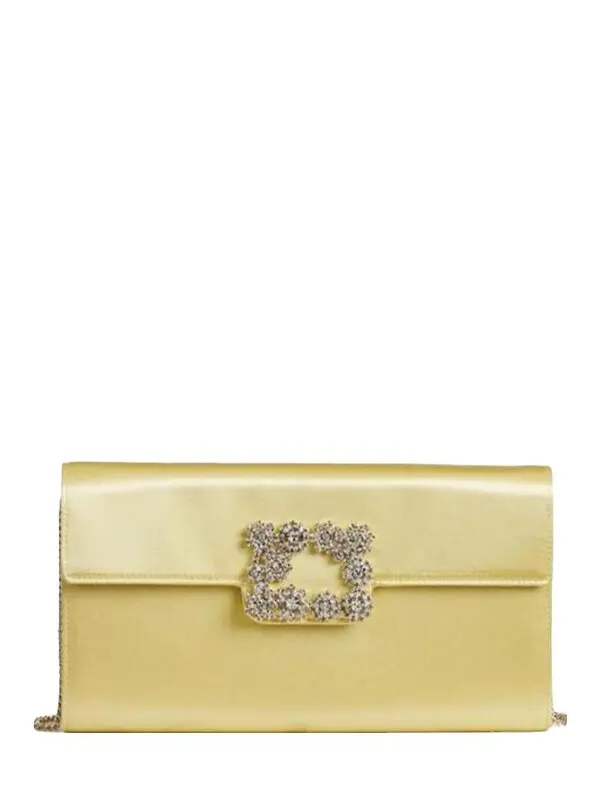 ROGER VIVIER Square Buckle Chain Shoulder Bag - Nude