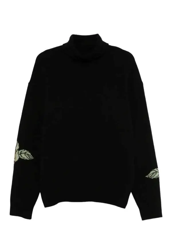 Nanushka Rose Embellished Wool Turtleneck Sweater - Black