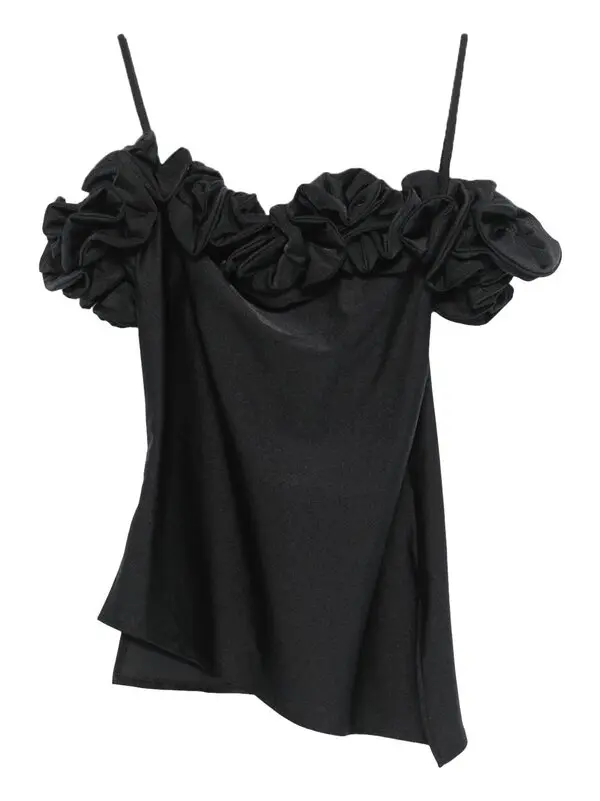 Coperni Off-shoulder Ruffled Top - Black