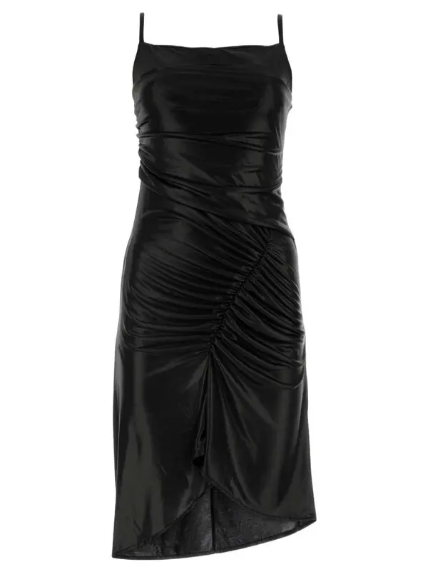 MARINE SERRE Crescent Moon Ruched Midi Dress - Black