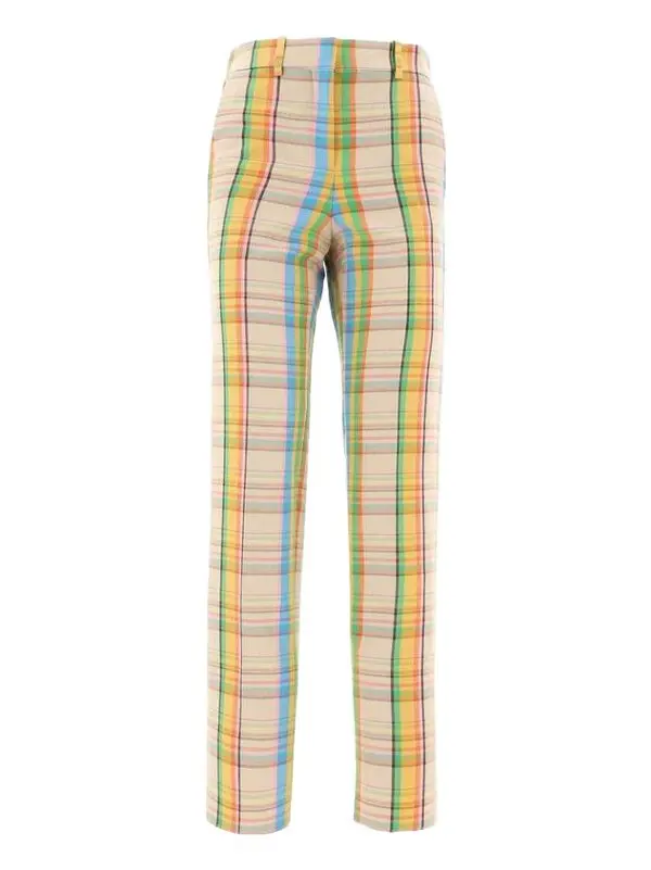 Loewe Tartan Pattern Straight Leg Trousers - Nude